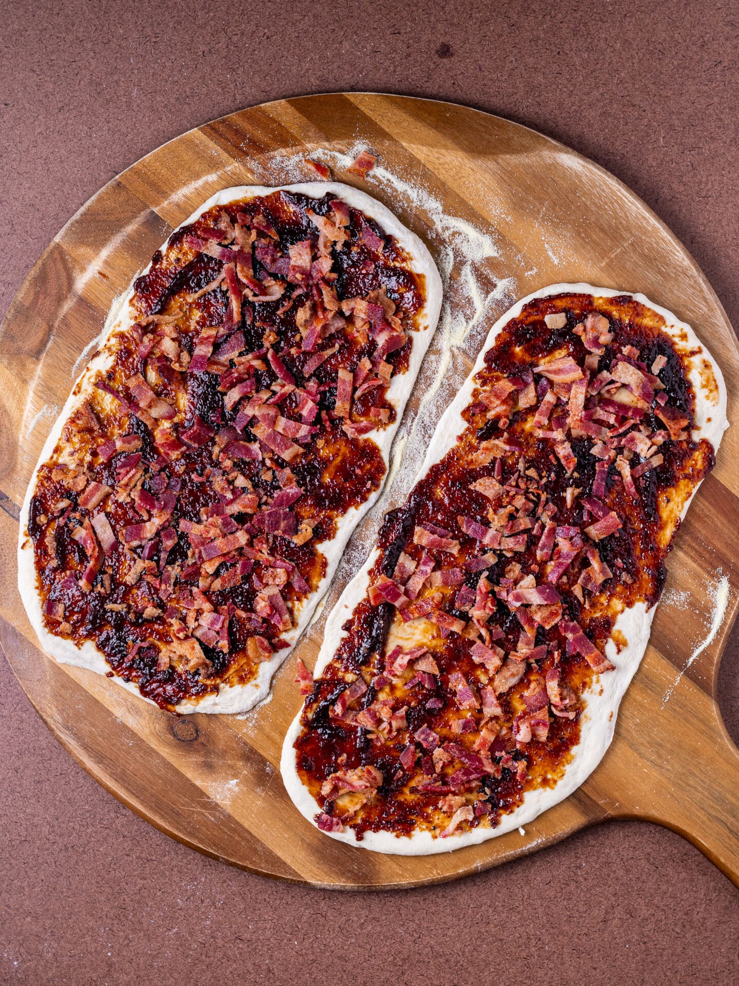 Caramelized Onion Flatbread with Bacon and Arugula