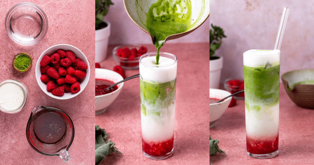 Iced Sweet Raspberry Matcha Latte Recipe