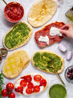 Super Easy Mini Naan Pizzas 4 Ways