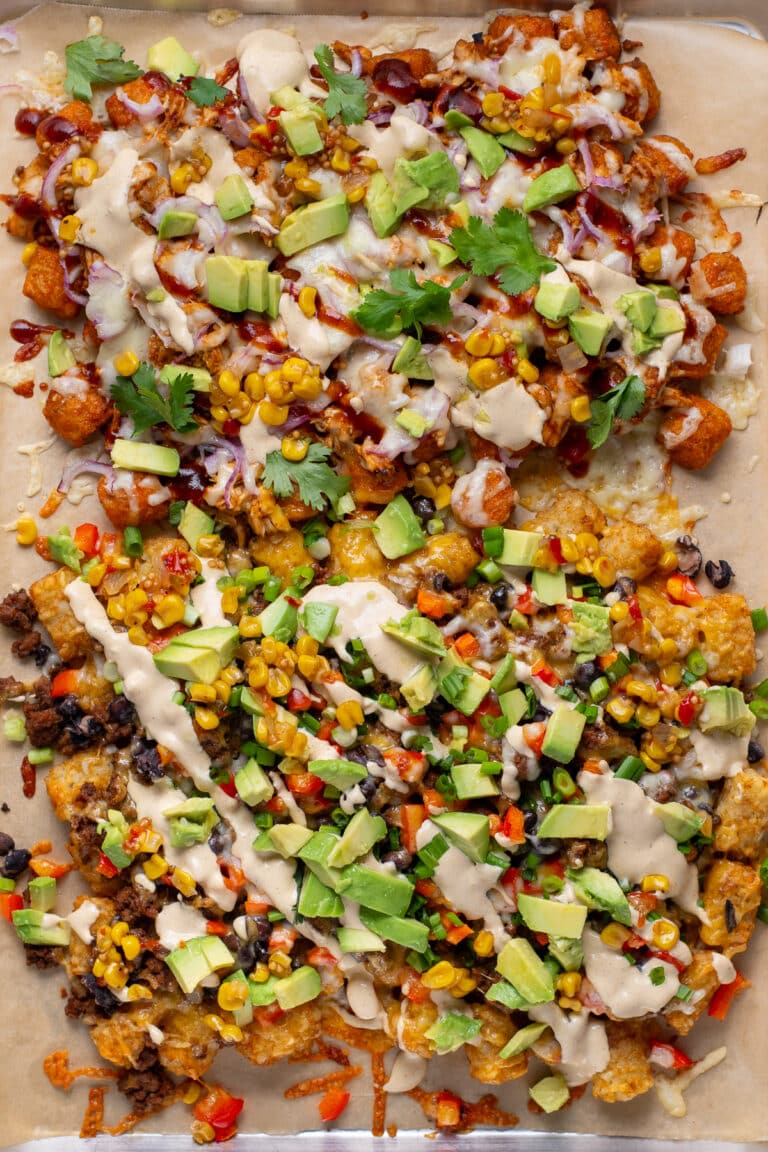 Totchos (Tater Tot Nachos) Two Ways - BBQ Chicken & Taco Beef!